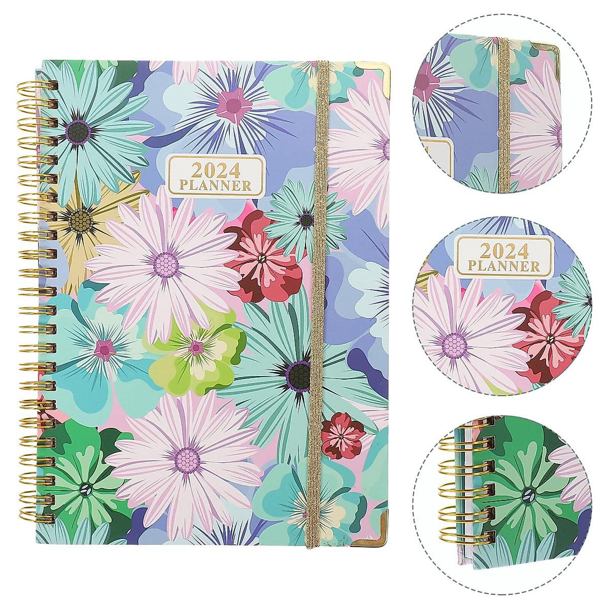 Kisangel 2024 Planner Notebook Calendar Schedule Notepad Spiral Binding Note Book Productivity Organizer for Home Classroom Office Supplies 2024.1-12