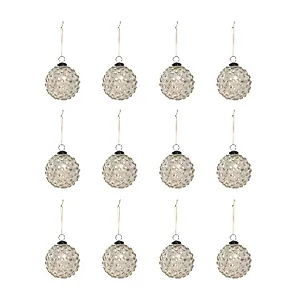 Creative Co-Op Round Mosaic Glass Ball Ornament with Stars, Set of 12