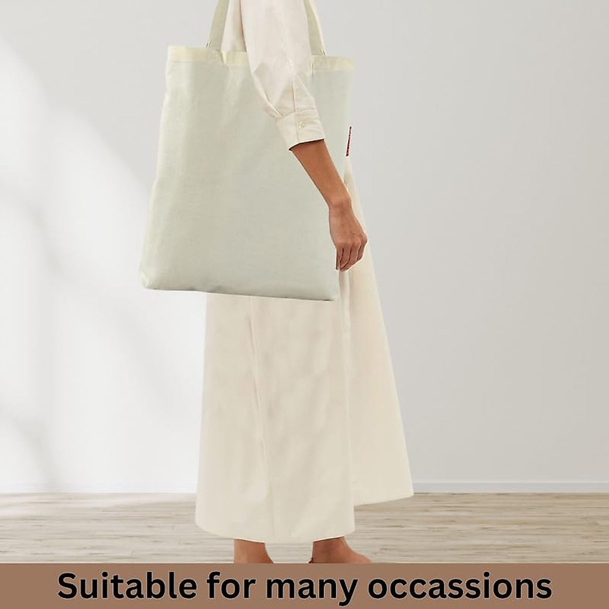 Saan Club 100% Cotton Tote Bags Bulk - Pack of 5 Canvas Tote Bags, Plain Lightweight Washable Foldable Canvas Grocery Bags, Reusable Shopping Bags for Groceries