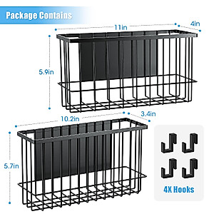 NiHome Magnetic Metal Basket Organizers 2PCS Medium & Small, Versatile Storage for Kitchen & Office Holds Up to 14 lbs, Easy Attach to Refrigerator or Any Magnetic Surface, Space-Saving Design (White)