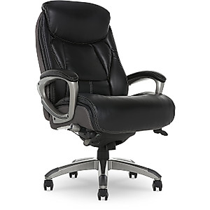 Serta Executive Office Smart Layers Technology, Leather and Mesh Ergonomic Computer Chair with Contoured Lumbar and ComfortCoils, Opportunity Gray