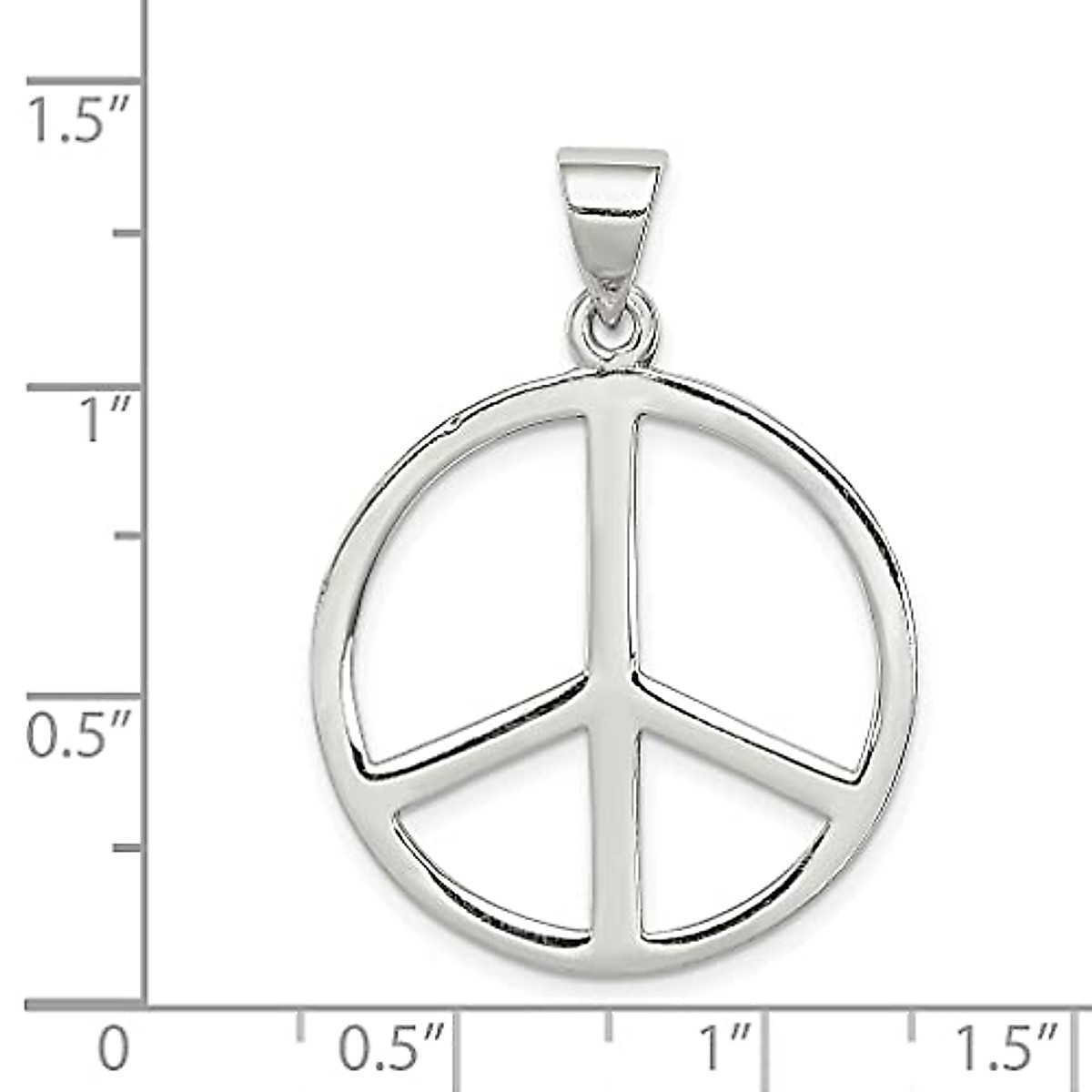 925 Sterling Silver Peace Sign Inspirational Symbol Necklace Charm Pendant 35mm x 24mm Only