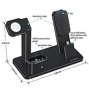 3 in 1 All Aluminum for Apple Watch Charger Stand,Airpods and iPhone Dock,Desk Charger Stand Dock Station for Apple iWatch/Airpods/iPhone/iPad/iPod, Apple Watch Charging Stand Holder (Black)