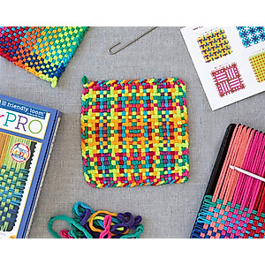 Friendly Loom 10" PRO Size Black Potholder Metal Loom Kit with Bright Rainbow Color Cotton Loops to Make 2 Potholders, Weaving Crafts for Kids & Adults MADE IN THE USA by Harrisville Designs
