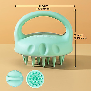 Foladion Silicone Manual Scalp Massager Exfoliator Waterproof Head Scrubber Shampoo Brush Soft and Gentle for Men Women Kids (Green(Thick Head) 1PC)