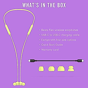 Beats Flex Wireless Portable Bluetooth Earbuds Built-in Microphone - Yuzu Yellow (Renewed)
