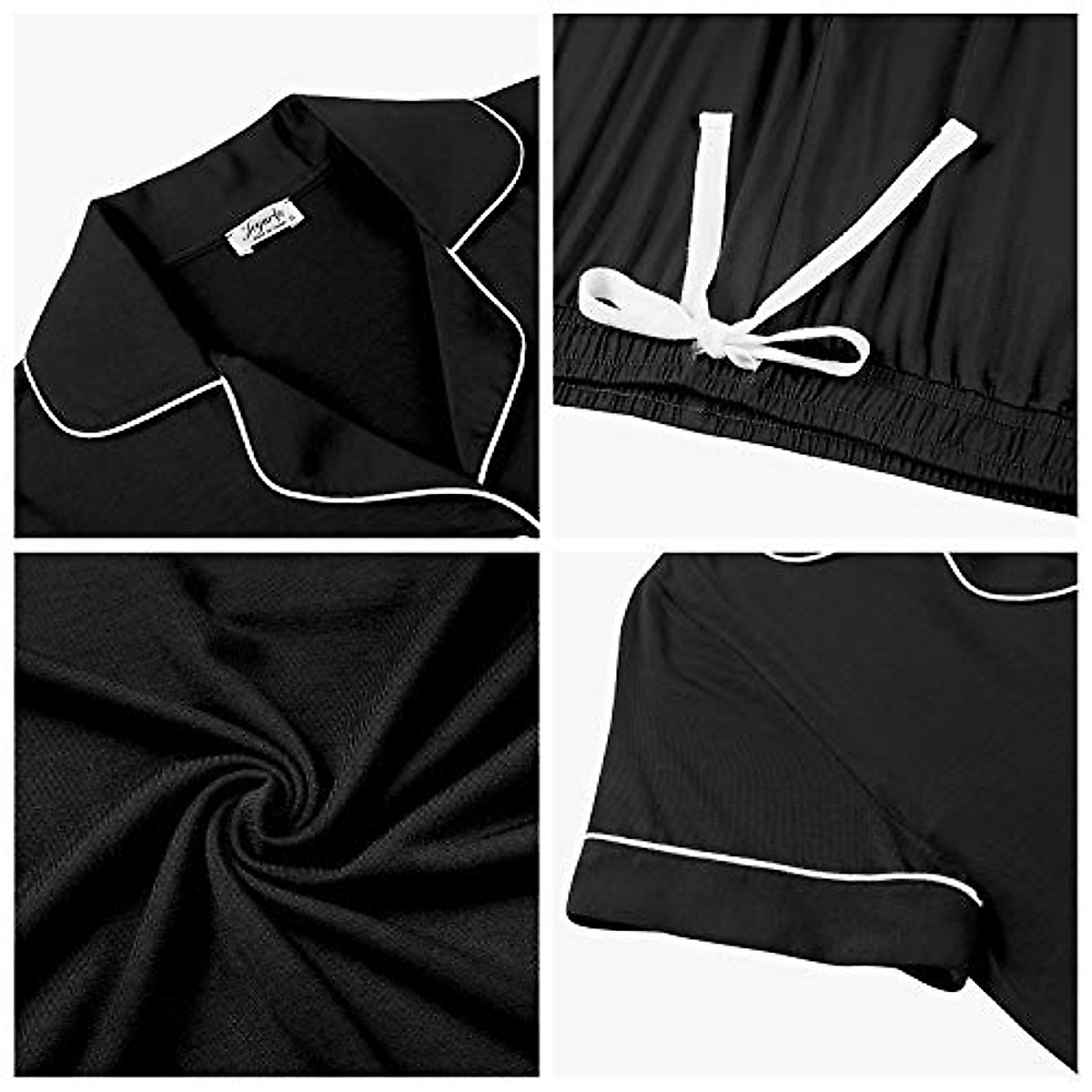 Joyaria Ladies Bamboo Cool/Warm Pajamas Capri Bamboo Sleepwear Set Comfy Pj Set(Black, Large)