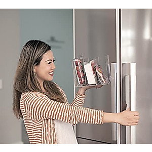 smartified Fridge Acrylic Organizer with Vertical Dividers to Store Fruit Clamshells, Deli, Trays, Books & Wallets - Kitchen Refrigerator Desk, 1 Pc