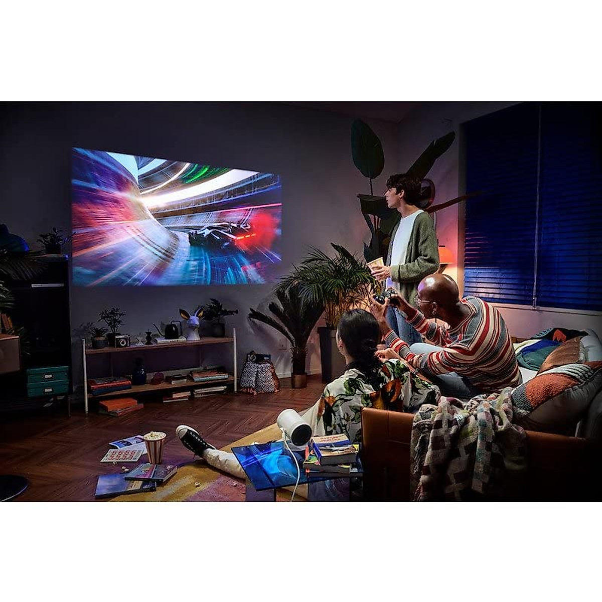 Samsung 30”- 100” The Freestyle FHD HDR Smart Portable Projector for Indoor and Outdoor Home Theater Big Screen Experience with Premium 360 Sound (SP-LSP3BLAXZA, 2022 Model)