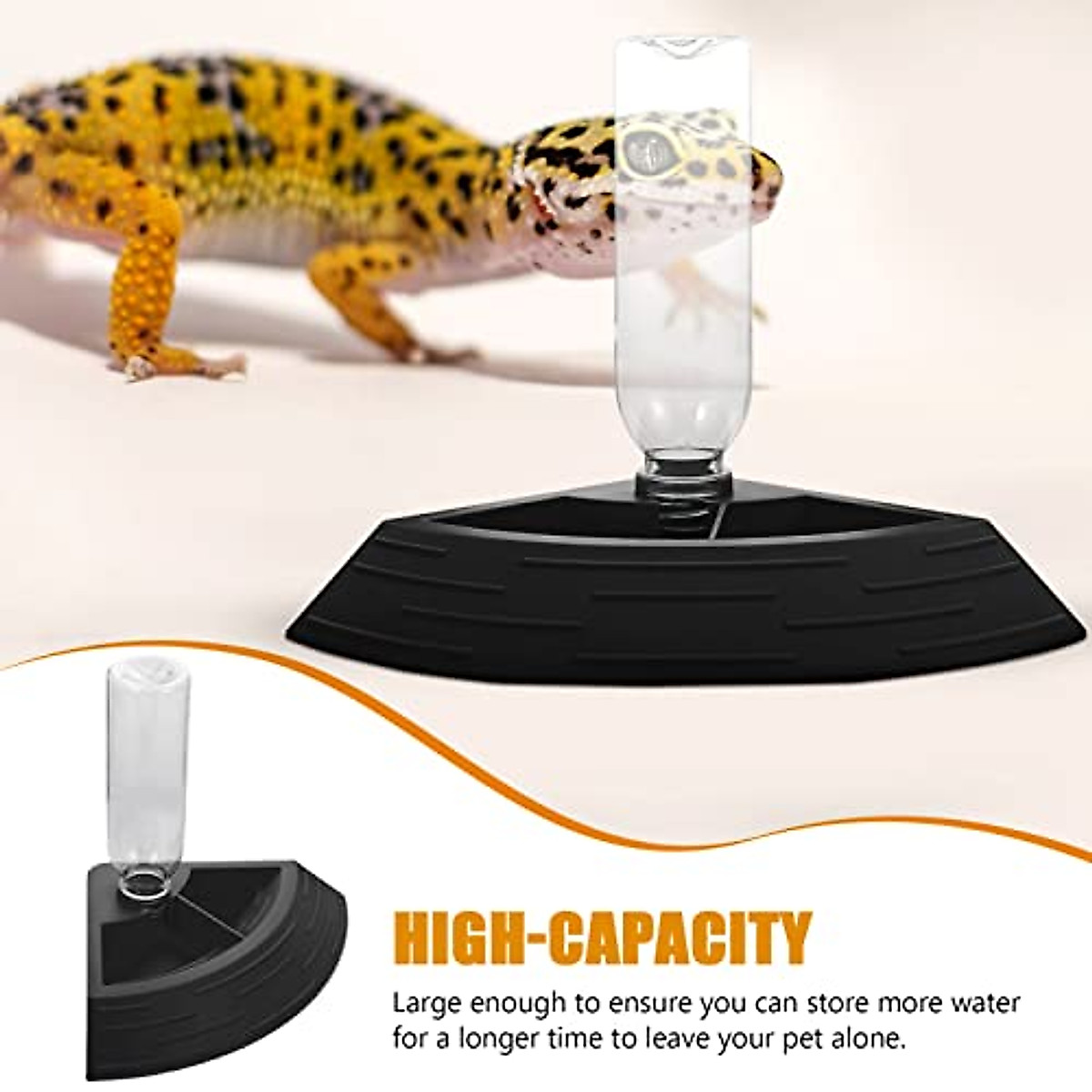 Balacoo Reptile Water Feeder Automatic Water Dispenser Waterer Feeding Accessories for Turtle Bearded Dragons Lizards Geckos Pet Lizard Drinking Tray Black