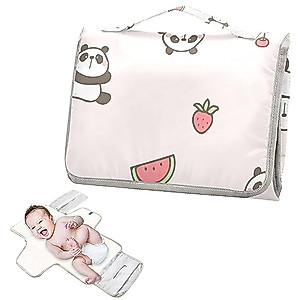 Bulletgxll Pink Panda Portable Diaper Changing Pad Waterproof Changing Pad with Baby Tissue Pocket and Magic Stick for Newborn Baby.