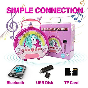 Kids Karaoke Machine for Girls Boys with 2 Microphones Toddler Singing Bluetooth Toys Children Karaoke Singing Machine Recording Voice Changing Speaker for Party Age 3-12