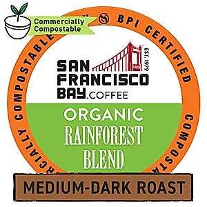 San Francisco Bay Coffee OneCUP Organic Rainforest Blend 12 Ct Medium Dark Roast Compostable Coffee Pods, K Cup Compatible including Keurig 2.0 (Pack of 2)