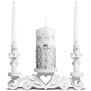 Unity Candles for Wedding Ceremony Set - 3 Pcs 6" Pillar & 2 10" Tapers Candles - Unity Decorative Wedding Candle White Ceremonial Candles - Wedding Table Centerpiece - Velas Decorativas para Boda