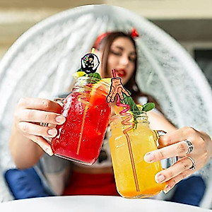 25Pcs Wednesday Birthday Party Decorations Party Favors Reusable Drinking Straws, 10 Designs Cartoon Birthday Party Supplies with 2 Cleaning Brush