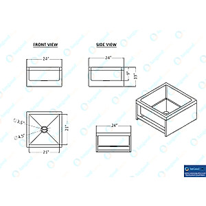 Stainless Steel Floor Mop Sink | 24" x 24" x 13" Sink | 304 Stainless Steel | NSF