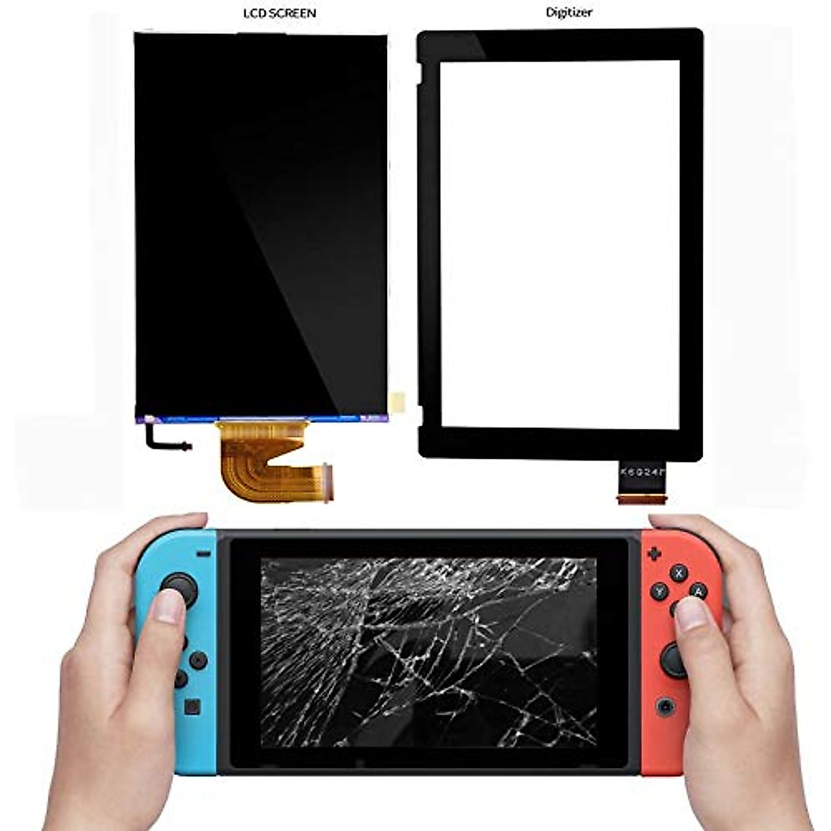 Replacement LCD Screen and Digitizer Touch Screen Set for Nintendo Switch 2017 HAC-001(Remove The 2 Sides Film Before Installation)(Not Included Adhesives)