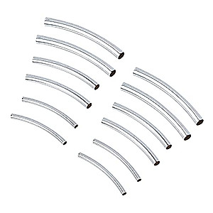PH PandaHall 220pcs Noodle Tube Beads 4 Sizes Silver Long Curved Tube Noodles Beads Brass Tube Spacer Beads for DIY Wrist Bracelet Anklet Necklace Earring Jewelry Making(50mm, 40mm, 30mm, 25mm)