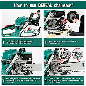 DEREAL 62cc Gas 18'' Chainsaw 2 Cycle Gasoline Powered Chain Saws Handheld for Home Garden