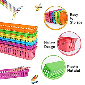 ZZYFGH 12 Pack Pencil Holder for Kids Desk, Colorful Pen Baskets Tray for Organizing Classroom Supplies