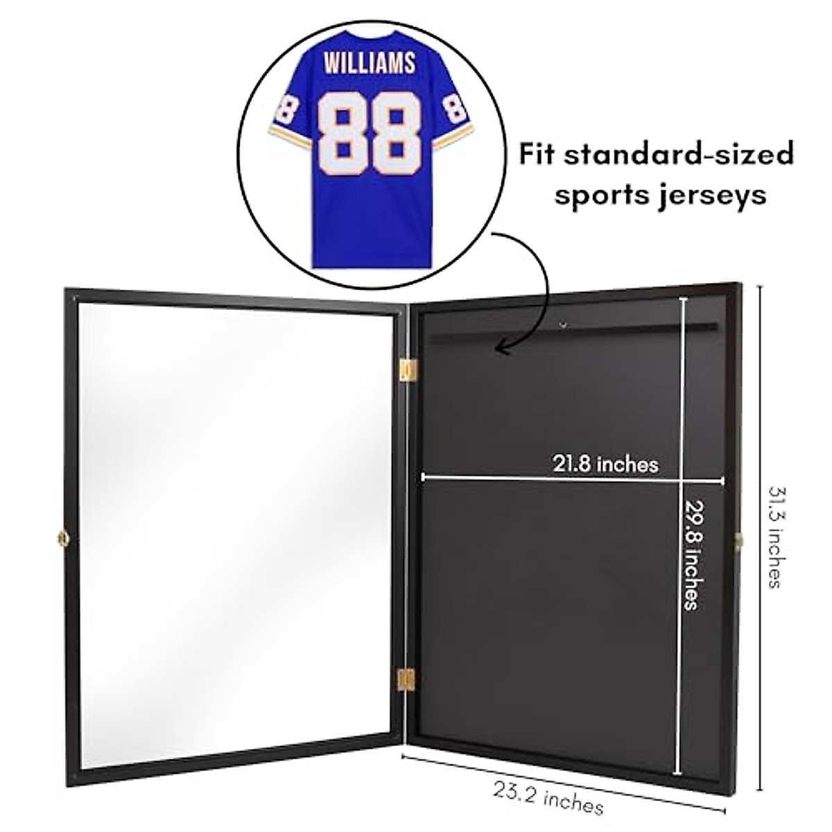 Americanflat Jersey Frame Display Case - 23x31 Lockable Display Case with Hanger - All-Star Collection - Black Sports Jersey Frame Shadow Box with Plexiglass for Baseball, Football, Basketball, Soccer