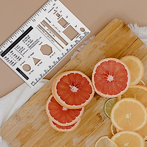 UPTTHOW 2Pcs Culinary Ruler Acrylic Mini Cutting Reference Template Cooking Measurement for Food Essential Kitchen Tool with Weight Temperature Baking Conversion Chart for Beginner and Chef (5 * 3")