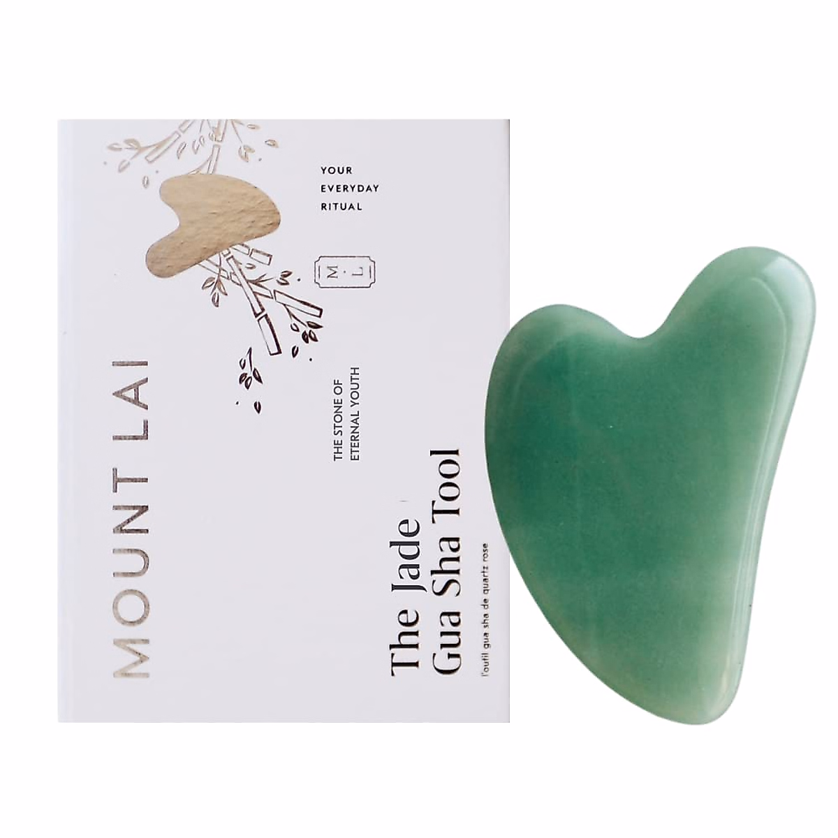 Mount Lai Jade Gua Sha Facial Tools, Face Sculpting Skin Care Guasha Tool for Face and Body, Self Care Facial Massager to Relieve Muscle Tension and Reduce Puffiness