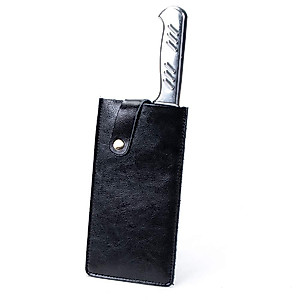 HERSENT PU Leather Knife Sheath, Universal Meat Cleaver Covers, Waterproof Butcher Chef Knife Edge Guards, Durable Wide Knife Protectors, Heavy Duty Kife Blade Shield Guard, 8.27”Lx3.9”W (Black)
