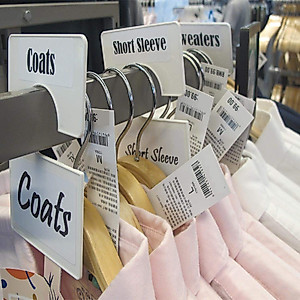 TraGoods 20 Pack White Clothing Rack Size Dividers Plus 90 Labels (1 Inch) and 20 Large Blank Labels, Large Rectangular Clothing Closet Dividers (Pearl White)