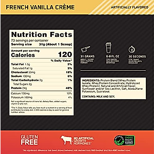 Optimum Nutrition Gold Standard 100% Whey Protein Powder, French Vanilla Creme, 5 Pound (Packaging May Vary)