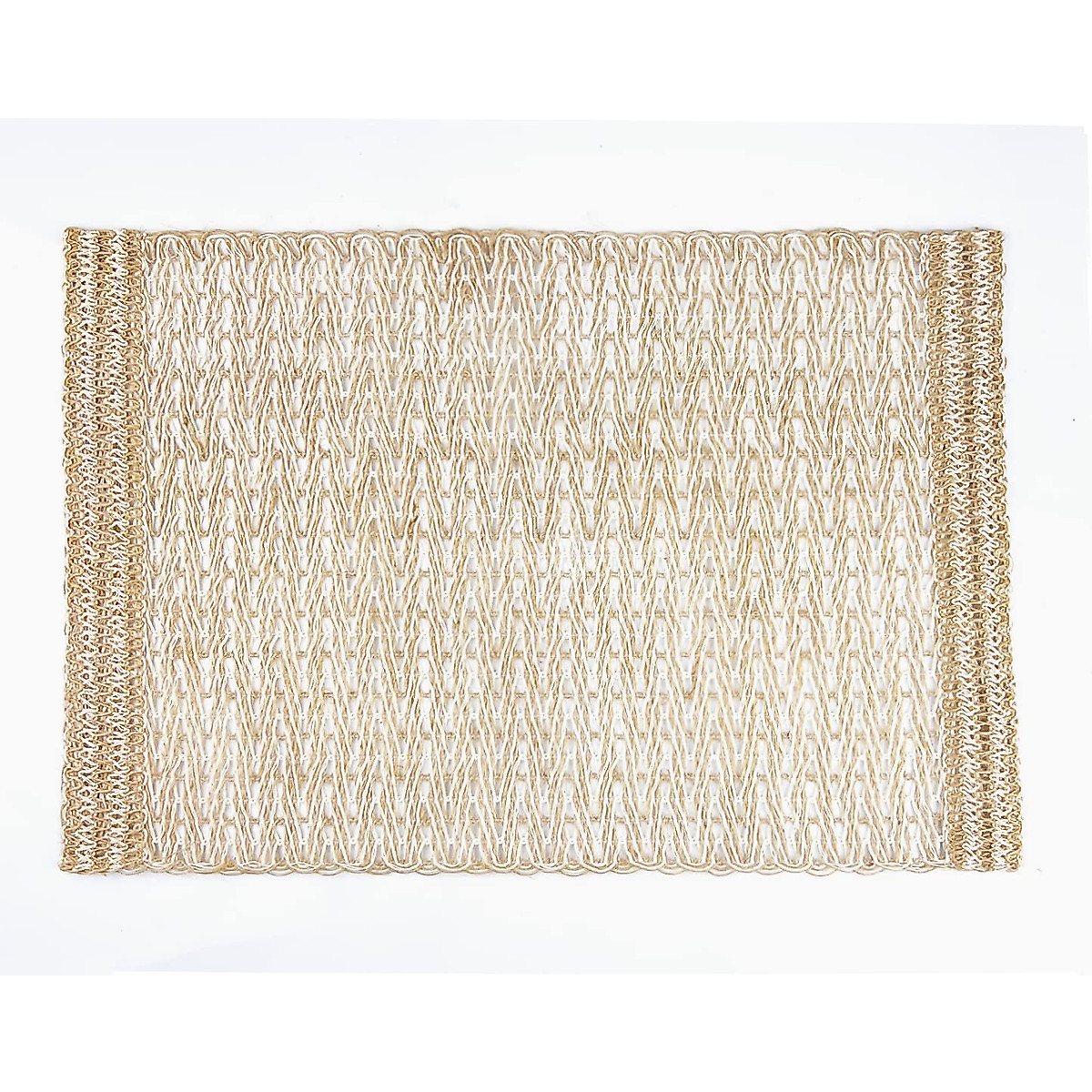 Fennco Styles 100% Jute Design Farmhouse Placemats 13" W x 19" L, Set of 4 - Ivory Table Mats for Home, Dining Room, Banquets, Family Gathering and Special Occasion (Ivory)