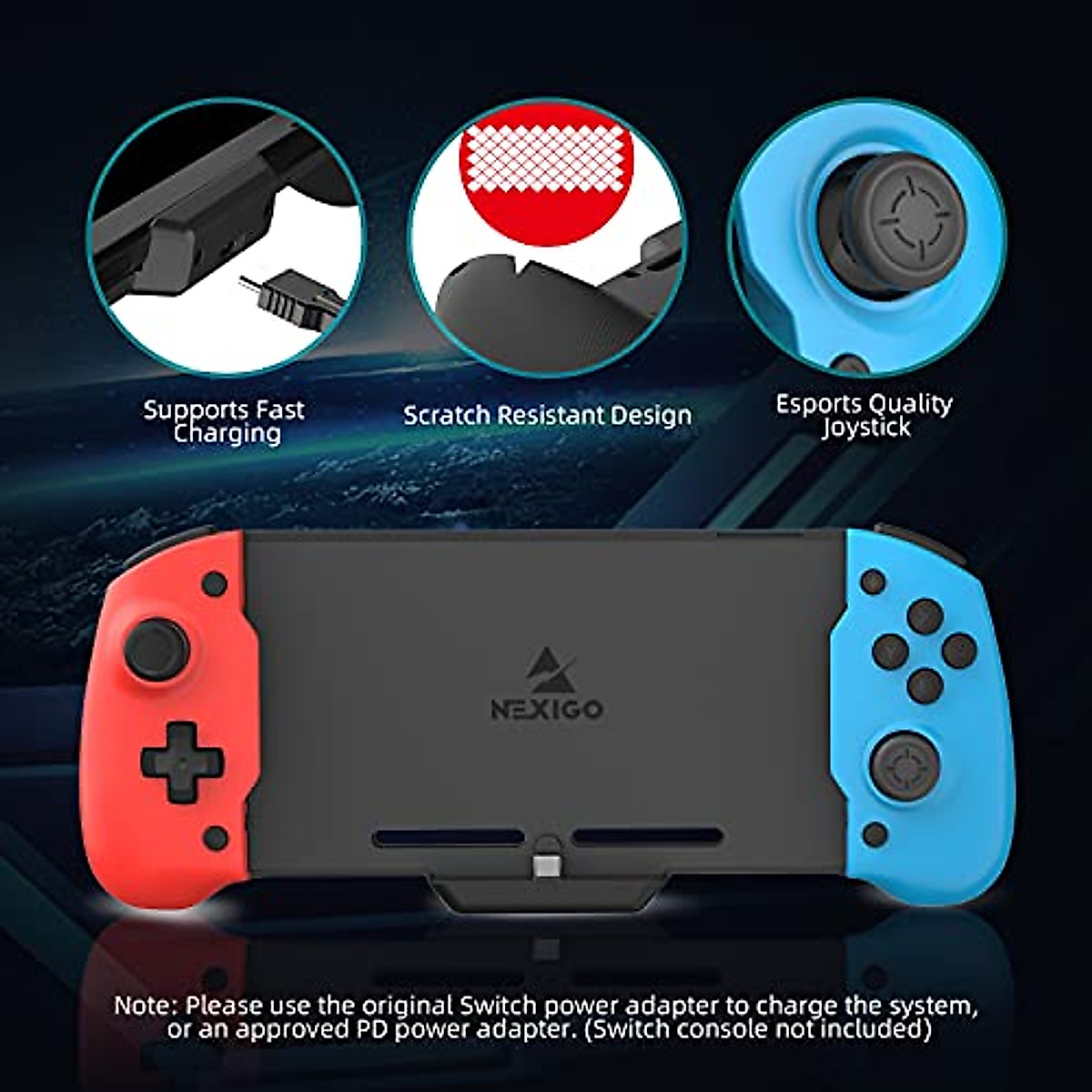 NexiGo Switch Controller for Handheld Mode, Ergonomic 6-Axis Gyro and Dual Motor Vibration Controller for Nintendo Switch, Compatible with All Games of Switch, Not for OLED, Classic