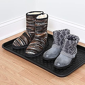 GREAT WORKING TOOLS Boot Trays for Entryway, Set of 2 Heavy Duty Shoe Trays All Season Muddy Mats Wet Shoe Tray Snow Boot Tray - Black, 23.75" x 15.5" x 1.25"