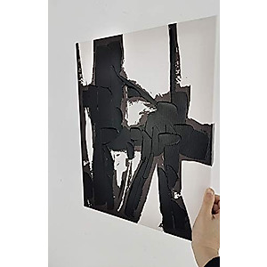 Pinetree Art 3 Panels Black and White Abstract Canvas Wall Art Prints 3D Textured Painting for Living Room (Large)