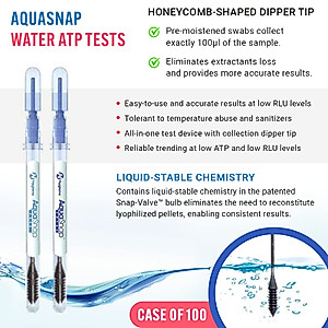Bio Shield Tech Hygiena Aquasnap Total AQ-100X, Water ATP Testing Kits for Both Free and Microbial ATP, Water Quality Test Kit for Water Cooling Towers, Used with Hygiena Luminometers (100 Per Box)