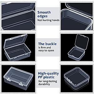 Clear Plastic Storage Cases Small Beads Organizer Container Transparent Boxes with Hinged Lid for Small Items with Hinged Lid and Rectangle Clear Craft Supply Cases (52 Pieces)