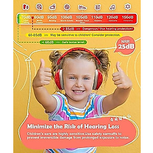 PROHEAR 032 2.0 Noise Cancelling Headphones for Kids - 25dB Noise Reduction - Adjustable Sensory Ear Protection Muffs for Concert, Fireworks, Monster Truck Shows, School - Red