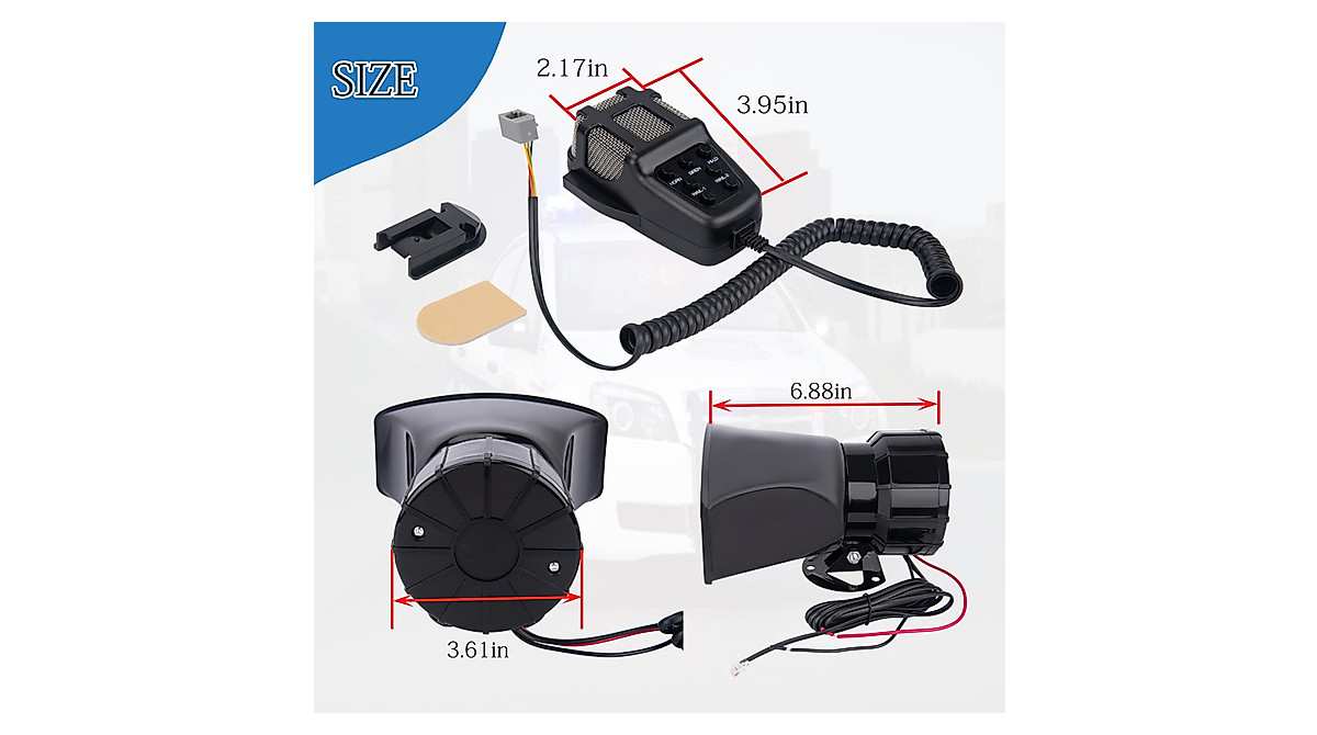 100W PA System for Car: 7 Tone Siren & Loud Speaker