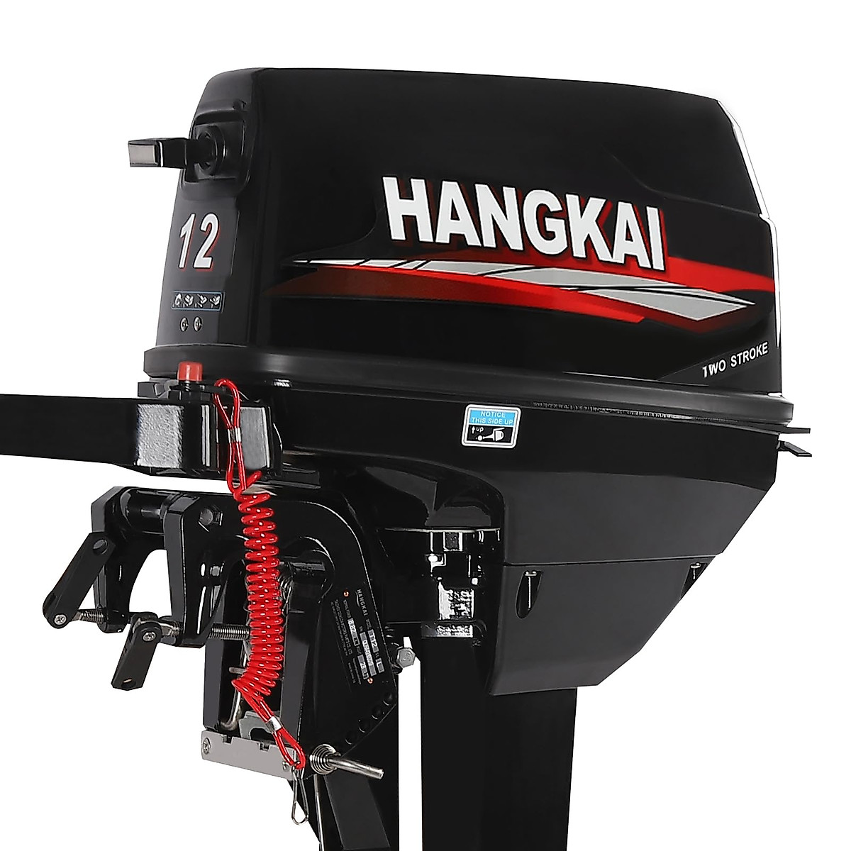 2 Stroke 12HP Outboard Motor, 169CC HANGKAIGas Outboard Boat Motor Water-cooling Long Shaft CDI Heavy Duty Fishing Boats Motor Enginefor Kayaks Canoes Dinghies Inflatable Boats Motors