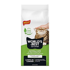 WORLD'S BEST CAT LITTER Comfort Care Unscented, 8-Pounds - Natural Ingredients, Quick Clumping, Flushable, 99% Dust Free & Made in USA - Long-Lasting Odor Control & Easy Scooping