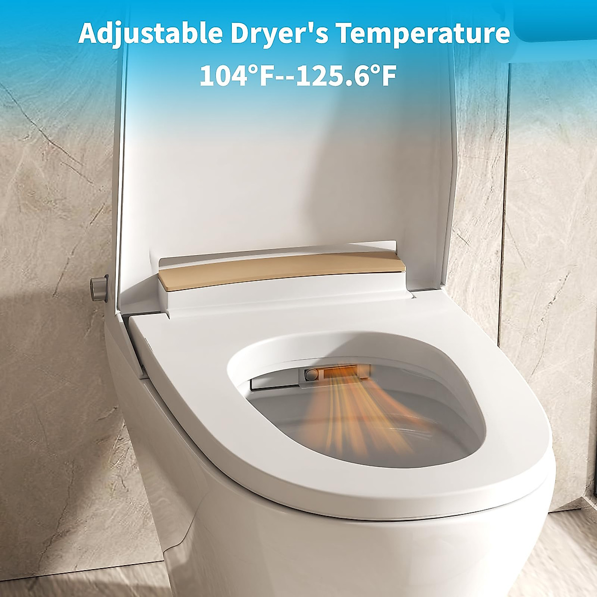 Small Smart Toilet Bowl, Foot Sensing Flush Bidet Toilet, Tushy Bidets for Existing Toilets, Composting Toilet with Heated Bidet, One-Piece Toilet Seat, Auto Flush, Remote Control