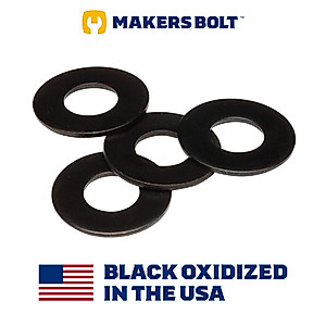 18-8 Stainless Steel 1/4" Flat Washers (100 pcs) Black Oxidized in USA by Makers Bolt