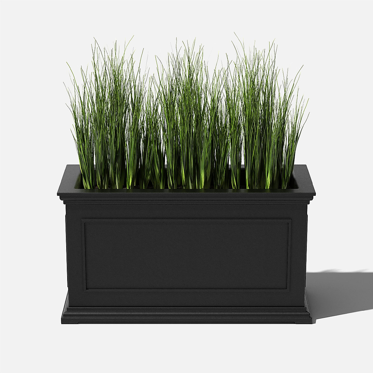 Veradek Brixton Series Large Plastic Planter - Black, Outdoor Patio/Balcony, All-Weather Resistant, Dimensions: 17.5"H x 16"W x 32"L, Classic Estate Design for Flowers, Trees, Shrubs