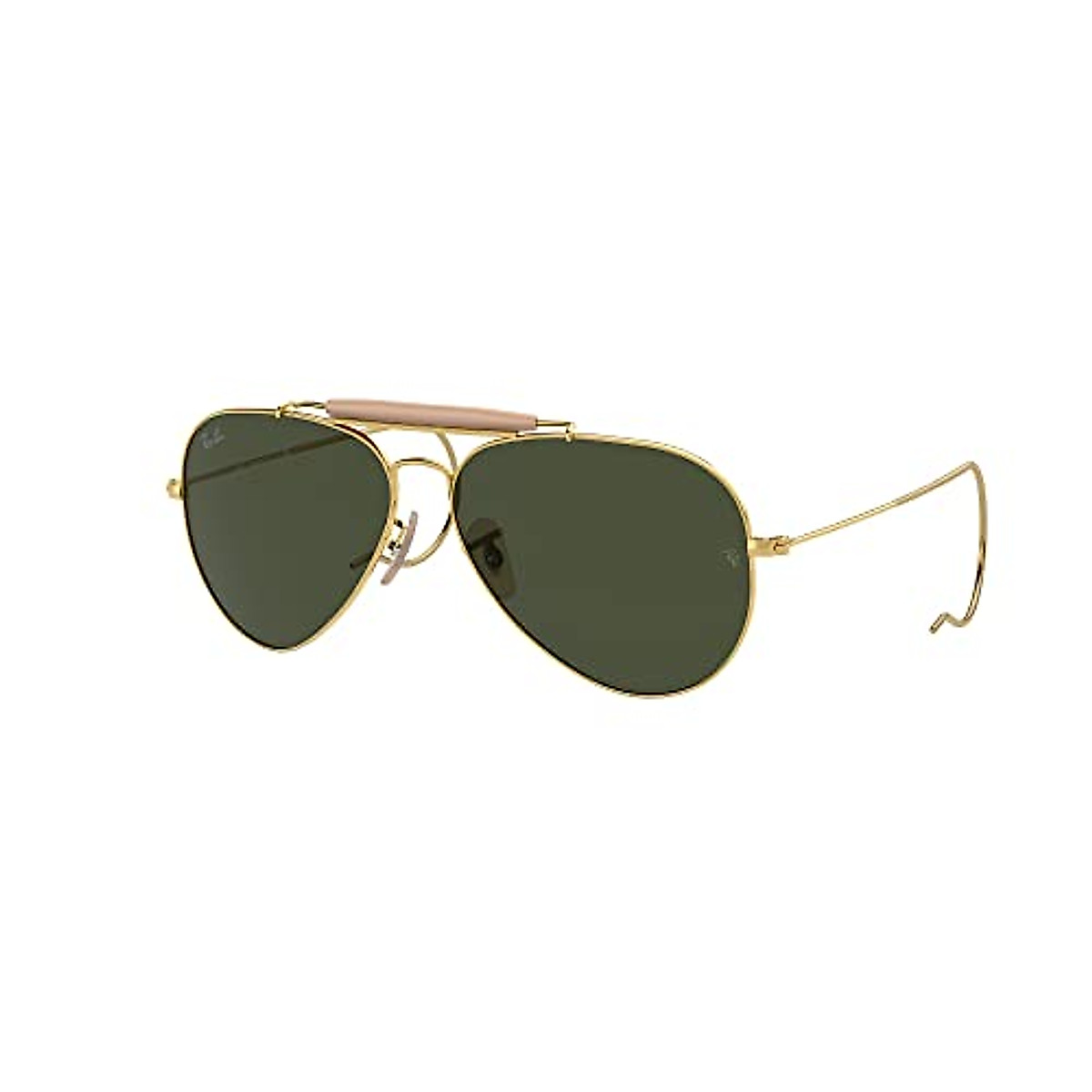 Ray-Ban RB3030 Outdoorsman I Aviator Sunglasses, Polished Gold/G-15 Green, 58 mm