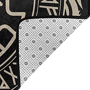 Luxury Area Rugs Thick Anti-Slip Floor Carpet, Black Celtic Viking Design Magical Runic Compass Vegvisir in The Circle of Norse Runes and Dragons Tattoo Decorative, 3 x 5 Feet