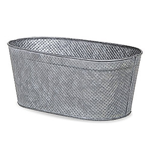 The Lucky Clover Trading Oblong Hammered Metal Container-10in Container, Silver