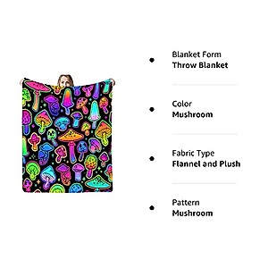 SHUIHAN Mushroom Blanket for Kids Adults Lightweight Flannel Throw Blanket for Sofa Couch Living Room Bed Gift Ultra Soft Summer Blanket, Air Conditioner Blanket (60''x80'')