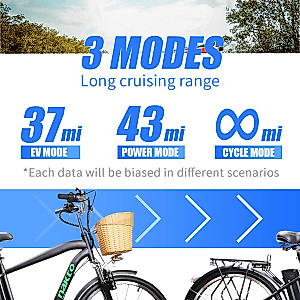 NAKTO/SPARK 26" Electric Bike Commute Electric Bicycle 350W Brushless Gear Motor Ebike with Removable Waterproof Large Capacity 36V10A Lithium Battery and Sporting 6 Speed Gear E-Bike(Black)