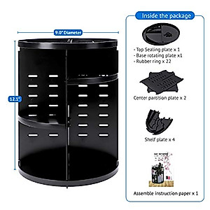 ComFamili Rotating Makeup Organizer 360° Rotating Plastic Shelf with Height Adjustable Trays Waterproof and Washable - Saves Storage Space in Bathroom Vanity top Helps Organize Cosmetics