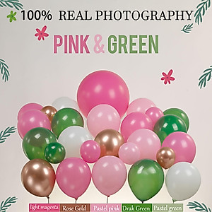 Spring Pink and Green Balloon Garland Arch Kit 151 Pcs with Heart Shape mylar Balloons for Spring Girl Baby Shower Fairy tale wonderlad Birthday Party Decorations